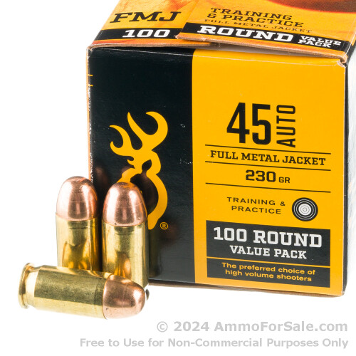 100 Rounds of Discount 230gr FMJ .45 ACP Ammo For Sale by Browning