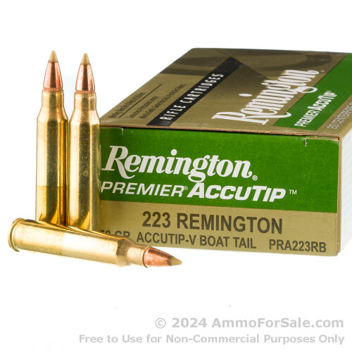 20 Rounds of Discount 50gr Accutip .223 Ammo For Sale by Remington